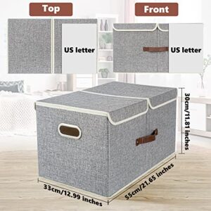 TYEERS Extra Large Collapsible Storage Bins with Lids and Compartments, Organizing Bins for Closet Storage, Clothes Storage, Cube Organizer for Home Office Storage - 3 Pack - Gray