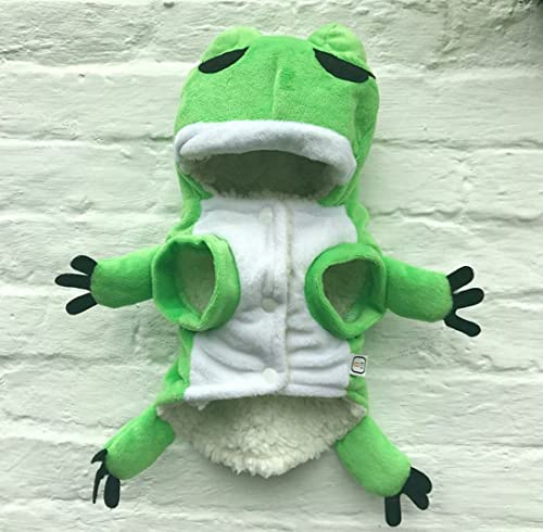 ChezAbby Funny Frog Dog Cat Costumes Pet Halloween Christmas Cosplay Clothes Adorable Flannel Kitten Outfits Clothes Soft Velet Puppy Apparel Fleece Doggie Sweater Warm Cat Coat