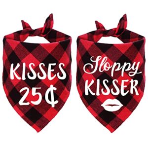 stmk 2 pack valentine's day dog bandanas, valentine's day plaid dog puppy bandana for dog puppy valentine's day wedding holiday party decorations