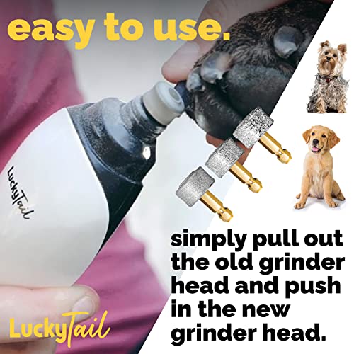 LuckyTail - Dog Nail Grinder - Regular, Extra Hard & Super Soft Replacement Head - Small & Large Dogs - Premium Quality - Diamond Tip Drill Bit - Professional Dog Nail Trimmers - Grooming Kit - 3 Pack