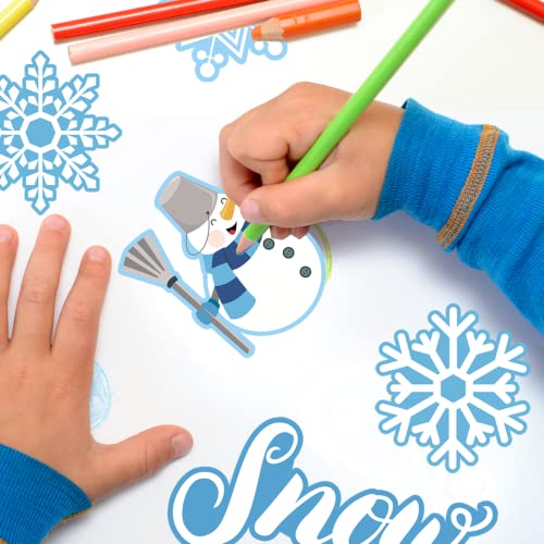 NBjiuyin 48 Pieces Winter Snowman Snowflakes Cutouts with Glue Point Dots Assorted Bule Winter Cartoon Accents Cutouts for School Classroom Bulletin Board Home Decorations (CB-02)