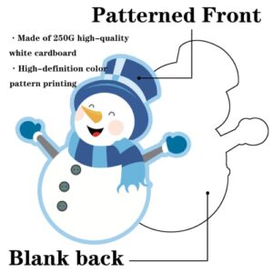 NBjiuyin 48 Pieces Winter Snowman Snowflakes Cutouts with Glue Point Dots Assorted Bule Winter Cartoon Accents Cutouts for School Classroom Bulletin Board Home Decorations (CB-02)