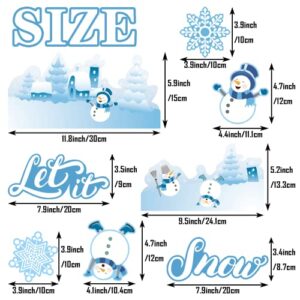 NBjiuyin 48 Pieces Winter Snowman Snowflakes Cutouts with Glue Point Dots Assorted Bule Winter Cartoon Accents Cutouts for School Classroom Bulletin Board Home Decorations (CB-02)