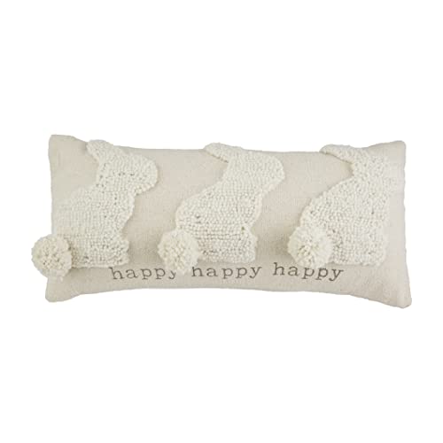 Mud Pie Easter Bunny Hook Pillow, 18" x 8", Happy