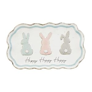 mud pie bunny trio easter platter, cream, 15.75" x 9.5"