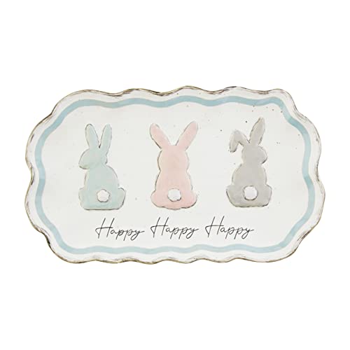 Mud Pie Bunny Trio Easter Platter, Cream, 15.75" x 9.5"