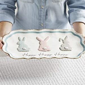 Mud Pie Bunny Trio Easter Platter, Cream, 15.75" x 9.5"