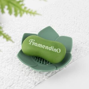 Framendino, 4 Pack Lotus Flowers Soap Dish Silicon Flexible Non-Slip Floral Soap Trays with Drain for Bathroom Shower