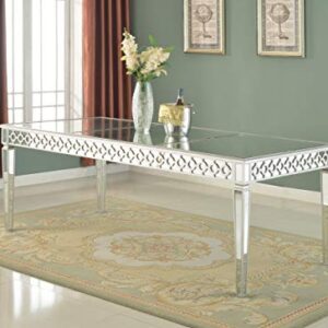 Best Master Furniture Sophie Contemporary Mirrored Dining Table, Silver, Long