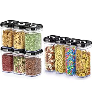 dwËllza kitchen airtight food storage containers set - 10 pc set - for kitchen pantry organization and storage - bpa-free - clear plastic dry food canisters with improved lids, keeps food fresh.