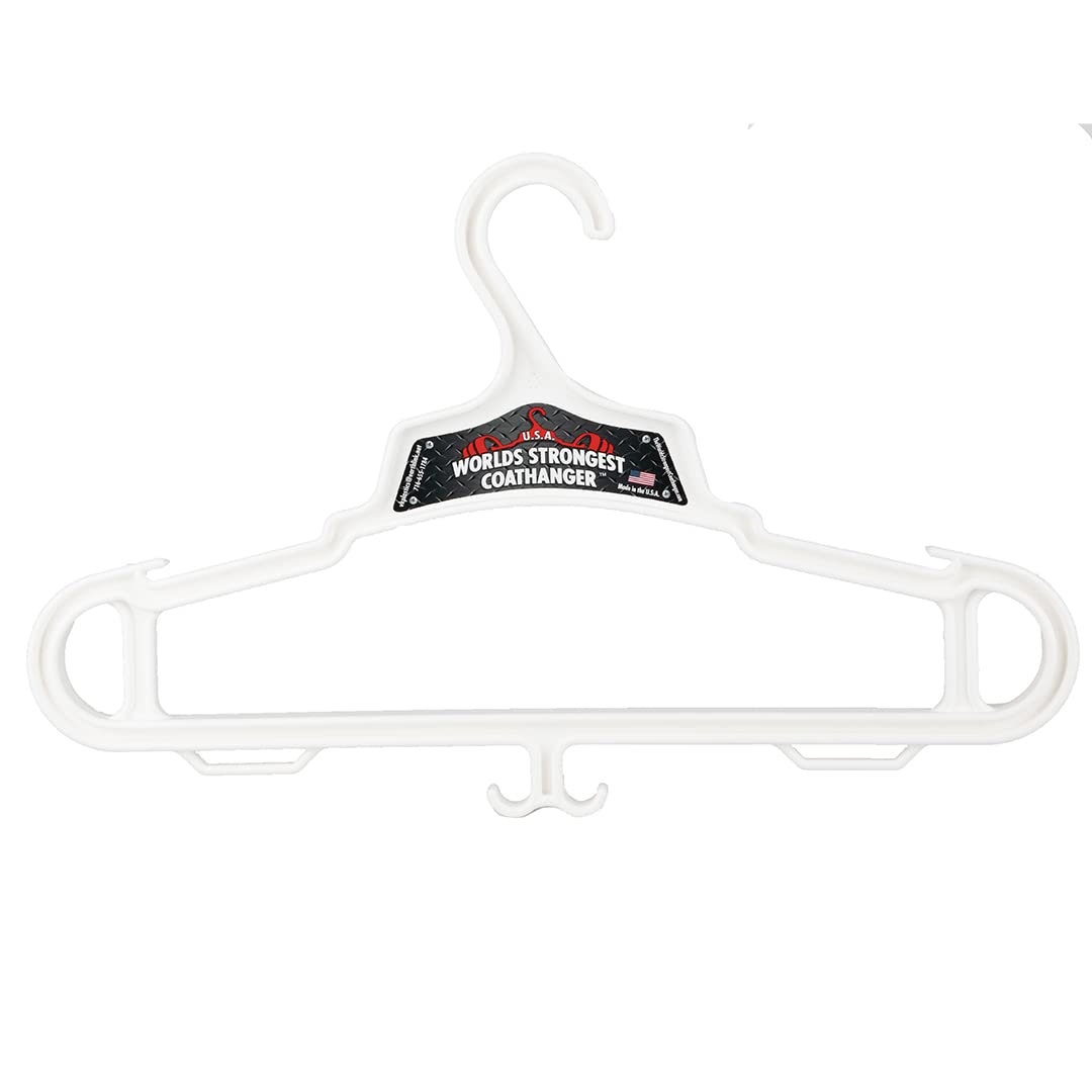 Worlds Strongest Coat Hanger | USA Made | 140 lb Load Capacity | Multipurpose Gear Hanger | White (6)