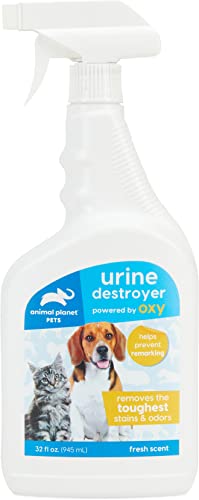 Animal Planet Urine Destroyer Professional Strength ( 32 Oz ) Oxygen Powered Formula Destroys Tough Odors & Stains Yet Gentle On Your Furniture And Carpet