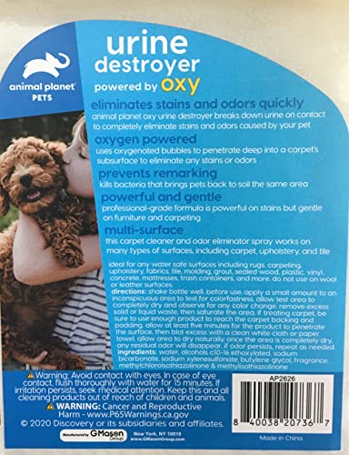 Animal Planet Urine Destroyer Professional Strength ( 32 Oz ) Oxygen Powered Formula Destroys Tough Odors & Stains Yet Gentle On Your Furniture And Carpet