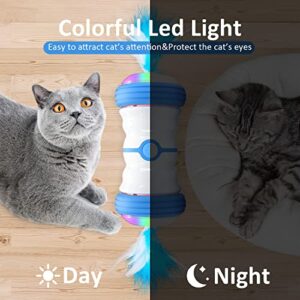 Electric Cat Toy - Automatic Cat Toy Feather - Interactive Cat Toy - Robotic Cat Toy with 4 Feathers & Bell, LED Light and 2 Speeds Mode - Cat Toys for Indoor Cats / Kitten Fun, Exercise Training