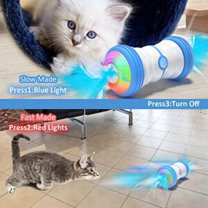 Electric Cat Toy - Automatic Cat Toy Feather - Interactive Cat Toy - Robotic Cat Toy with 4 Feathers & Bell, LED Light and 2 Speeds Mode - Cat Toys for Indoor Cats / Kitten Fun, Exercise Training