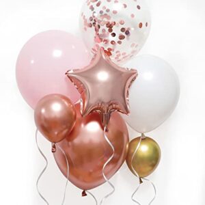 RUBFAC Rose Gold Balloon Garland Arch Kit with Pink Gold White Balloons for Graduation Birthday Party Baby Shower Wedding Decorations