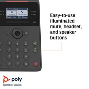 Poly Edge B30 IP Desk Phone, PoE (Polycom) - Open SIP - Connect to 16 Lines - Power Over Ethernet - Acoustic Fence Technology - RJ9 and 3.5mm Headset Ports - Illuminated Keys Where You Need Them