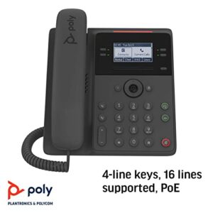 Poly Edge B30 IP Desk Phone, PoE (Polycom) - Open SIP - Connect to 16 Lines - Power Over Ethernet - Acoustic Fence Technology - RJ9 and 3.5mm Headset Ports - Illuminated Keys Where You Need Them