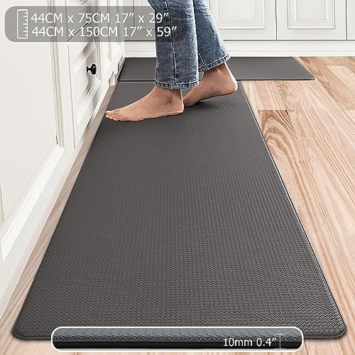 LOKNGXU Kitchen Rugs and Mats Non-Slip Waterproof Mat Cushioned Comfort Runner Rug Standing Floor Rugs (Dark Gray, 17"x59")