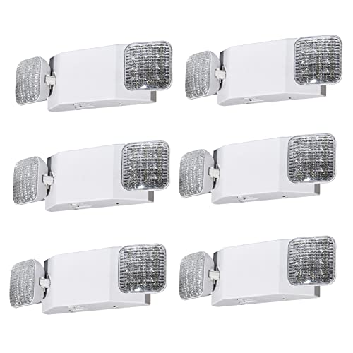 CM MZY Emergency Lights with Battery Backup,Commercial Emergency Light,Two Adjustable LED Light Head Emergency Lighting Fixtures,120-277V AC, UL Certified,6PCS