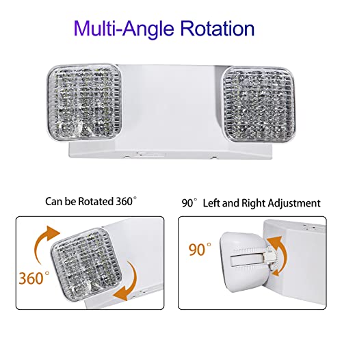 CM MZY Emergency Lights with Battery Backup,Commercial Emergency Light,Two Adjustable LED Light Head Emergency Lighting Fixtures,120-277V AC, UL Certified,6PCS