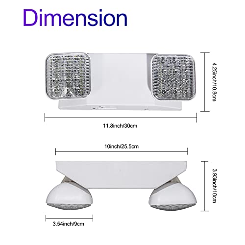 CM MZY Emergency Lights with Battery Backup,Commercial Emergency Light,Two Adjustable LED Light Head Emergency Lighting Fixtures,120-277V AC, UL Certified,6PCS