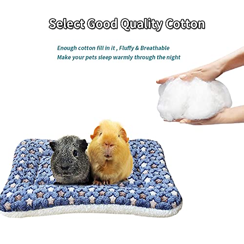 PODOO 2 Pack of Guinea Pig Fleece Cage Liners, Warm Rabbit Bed Mat, Washable Small Animals Bedding Sleeping Mats, 12.6x9.8 Inch