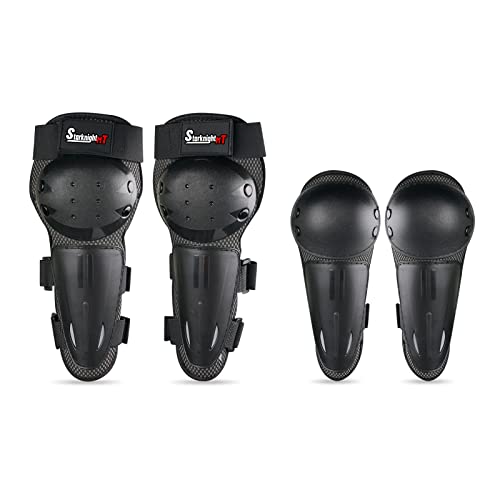 Kids Dirt Bike Elbow Knee Pads,StarknightMT Protective Shin Guards Gear Set for Youth Motorcycle Motocross Mountain Biking Skateboard Skiing Skating(Black,4pcs)