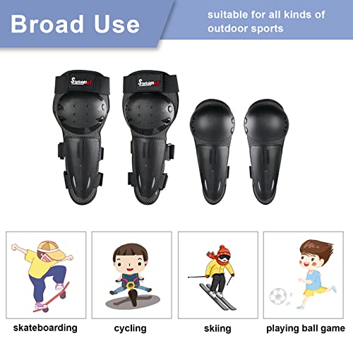 Kids Dirt Bike Elbow Knee Pads,StarknightMT Protective Shin Guards Gear Set for Youth Motorcycle Motocross Mountain Biking Skateboard Skiing Skating(Black,4pcs)