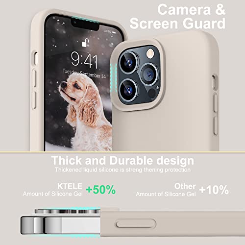 Ktele Compatible with iPhone 13 Pro Max Case 6.7 inch Premium Liquid Silicone with [Soft Anti-Scratch Microfiber Lining] Gel Rubber Full-Body Bumper Protection Case for iPhone 13 Pro Max - Stone