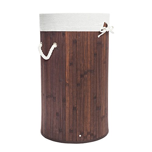 Ninitya Bucket folding dirty clothes basket with lid dark brown