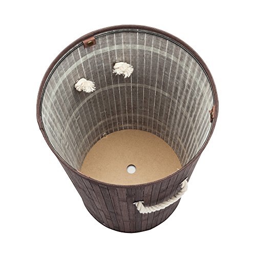 Ninitya Bucket folding dirty clothes basket with lid dark brown