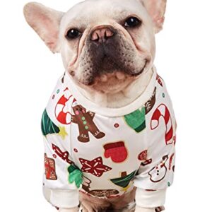 Impoosy Dog Christmas Shirt Pet Snowman Pajama Sotf Puppy Candy Clothes Cat Xmas Cotton Clothing (XL)