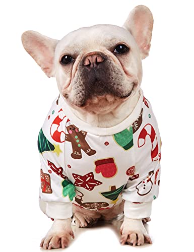 Impoosy Dog Christmas Shirt Pet Snowman Pajama Sotf Puppy Candy Clothes Cat Xmas Cotton Clothing (XL)