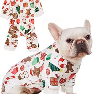 Impoosy Dog Christmas Shirt Pet Snowman Pajama Sotf Puppy Candy Clothes Cat Xmas Cotton Clothing (XL)