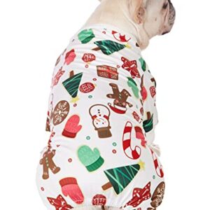 Impoosy Dog Christmas Shirt Pet Snowman Pajama Sotf Puppy Candy Clothes Cat Xmas Cotton Clothing (XL)