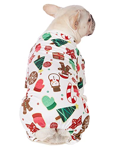 Impoosy Dog Christmas Shirt Pet Snowman Pajama Sotf Puppy Candy Clothes Cat Xmas Cotton Clothing (XL)