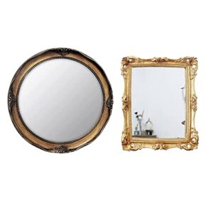 funerom vintage 11 x 9.5 inch mirror square antique gold 12.2 inch decorative mirror round antique gold