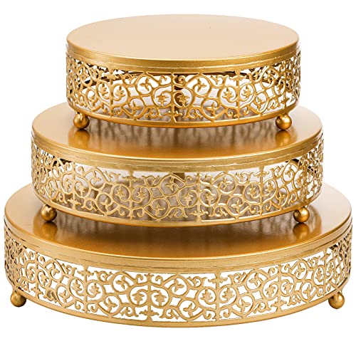 Hedume 3 Pack Cake Stands, Metal Cake Stands, Dessert Display Cupcake Stands, Cupcake Pastry Candy Display Plate for Wedding, Event, Birthday Party