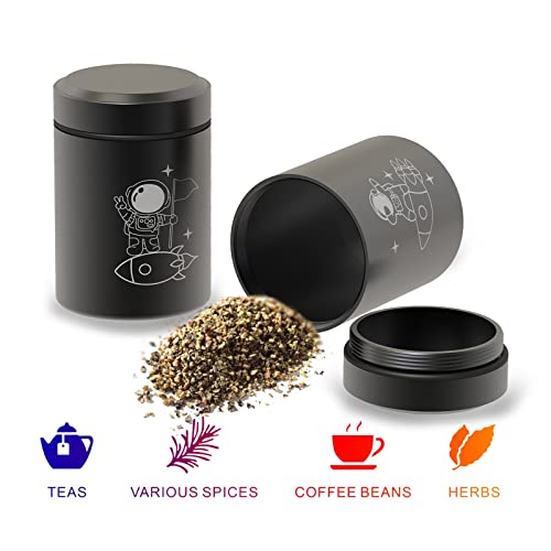 CUMFYHOUS 2 Pack Portable Storage Jar,Airtight Smell Proof Aluminum Container,Stash Jar with Screw-Top Lid,Multipurpose Container for Spices,Coffee & Teas