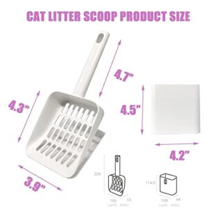 KYHSOM Cat Litter Scooper, Storable Cat Litter Scoop with Handle, Easy Sifting and Clean, Plastic Cat Litter Scoop for All Kinds of Cat Litter Box (White)