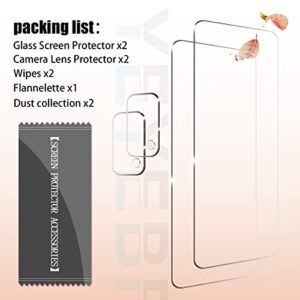 OnePlus Nord N200 Tempered Glass Screen Protector + Camera Lens Protectors by YEYEBF, [2+2 Pack] [3D Glass] [Bubble-Free] [Anti-Glare] for Nord N200