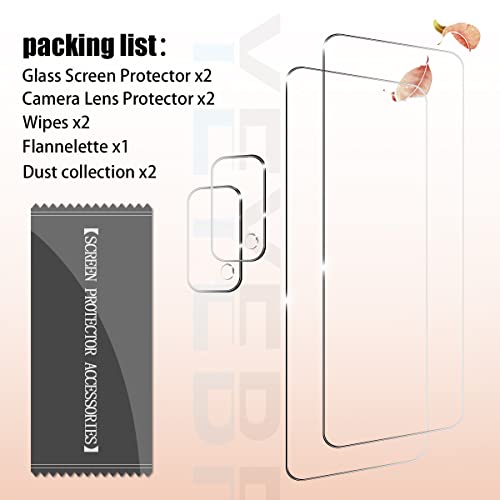 OnePlus Nord N200 Tempered Glass Screen Protector + Camera Lens Protectors by YEYEBF, [2+2 Pack] [3D Glass] [Bubble-Free] [Anti-Glare] for Nord N200