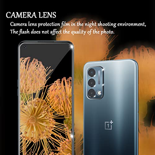 OnePlus Nord N200 Tempered Glass Screen Protector + Camera Lens Protectors by YEYEBF, [2+2 Pack] [3D Glass] [Bubble-Free] [Anti-Glare] for Nord N200