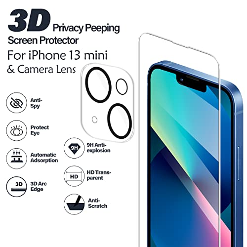 BIGFACE Compatible with iPhone 13 Mini Screen Protector + Camera Lens Protectors, [2 + 2 Pack] Premium HD Clear Tempered Glass, Anti-Bubble 3D Curved Accuracy Film for iPhone 13 Mini(5.4 Inch)