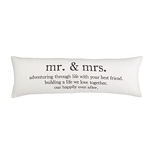 Mud Pie, Cream, Wedding Mrs. Definition Pillow, 35" x 11", 1 Count (Pack of 1)