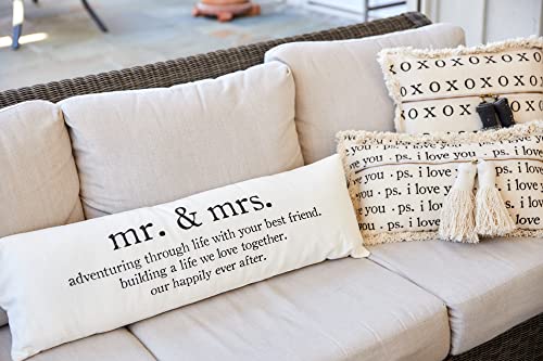 Mud Pie, Cream, Wedding Mrs. Definition Pillow, 35" x 11", 1 Count (Pack of 1)