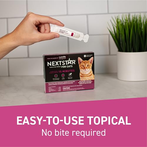 NEXTSTAR Flea and Tick Prevention for Cats, Fast Acting Topical Treatment & Control, Waterproof Drops, Small Cat and Kitten Over 3.5 lbs - 3 Month Supply