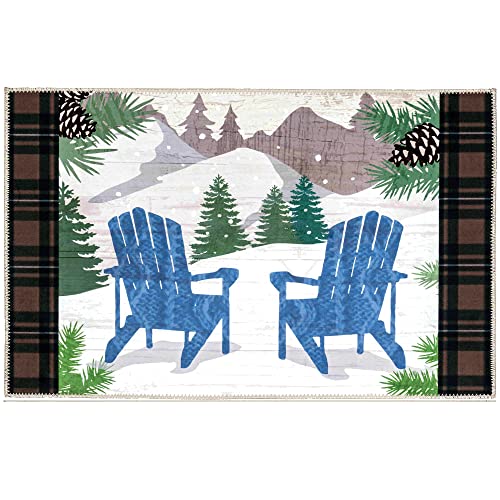 Jellybean Moutain View Olivia's Home Accent Rug Winter Snow Themed Rug 22" x 32"