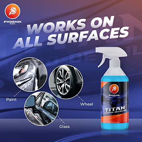 Phoenix E.O.D. Titan Hybrid Detailer (16oz) - Hybrid Ceramic Coating Detail Spray That Shines, Cleans & Protects - Top Coat Car Wash Polish & Paint Protectant - Longer Lasting Than Car Waxes